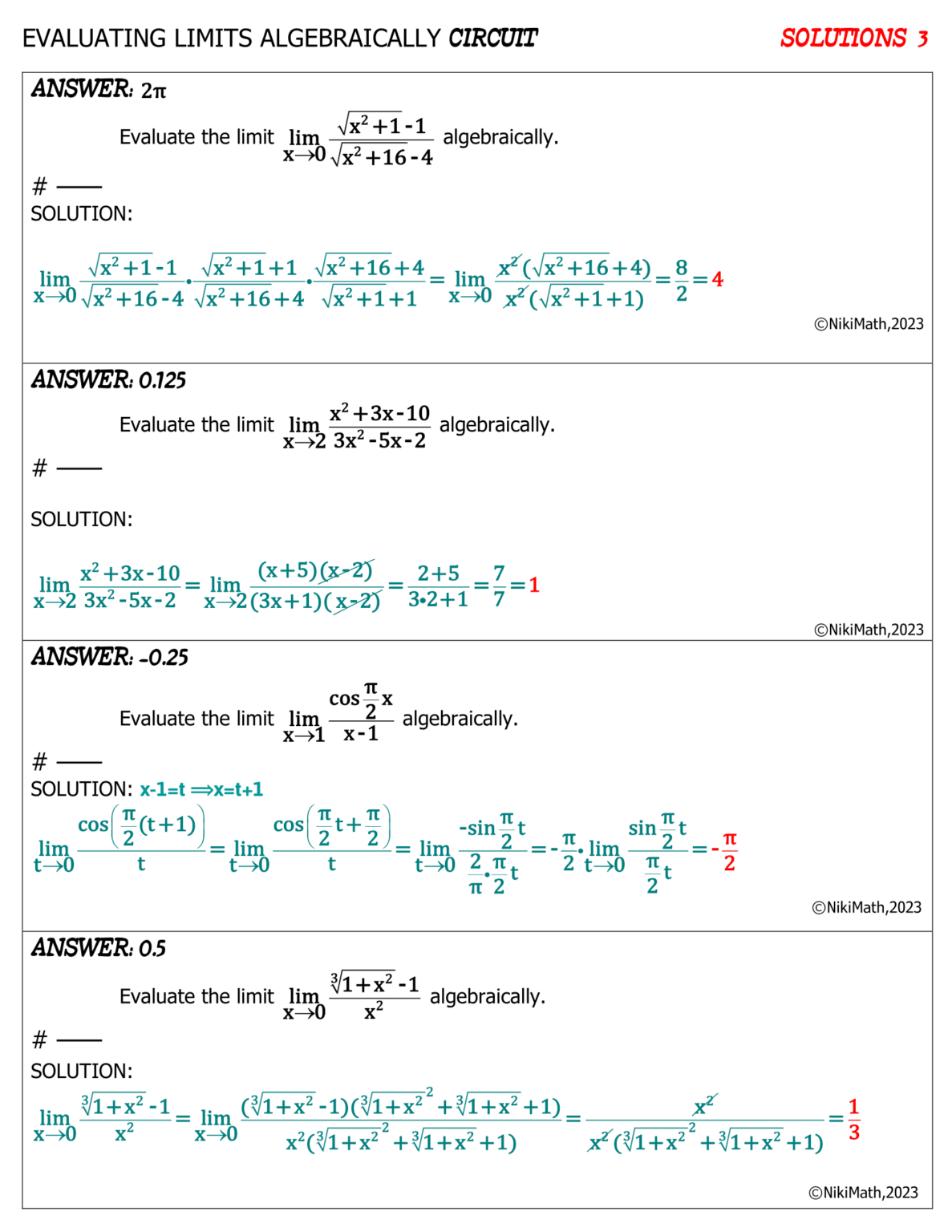 Evaluating Limits Algebraically - Circuit + Full Typed Solutions ...