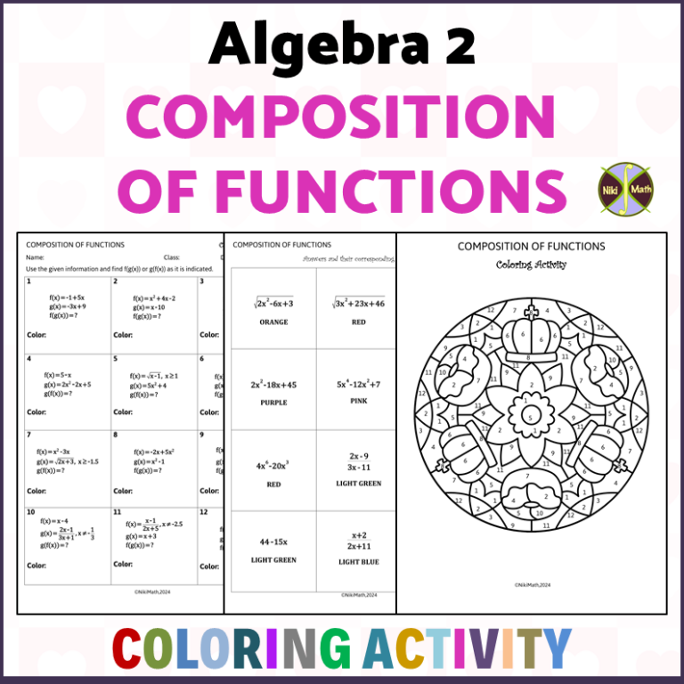 Composition of Functions - Coloring Activity/Color by Code - Teacher ...
