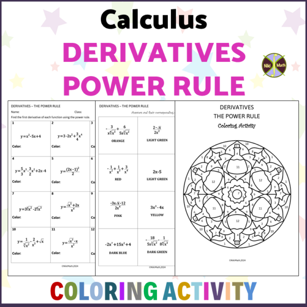 Derivatives The Power Rule - Color by Code - Teacher Professional ...