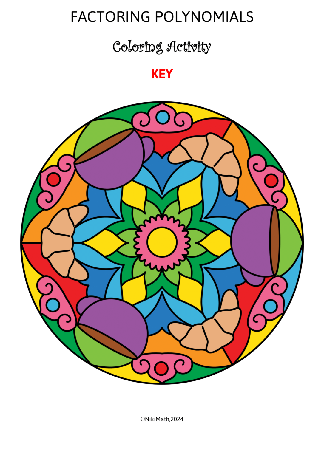 Factoring Polynomials - Coloring Review Activity/Color by Code ...