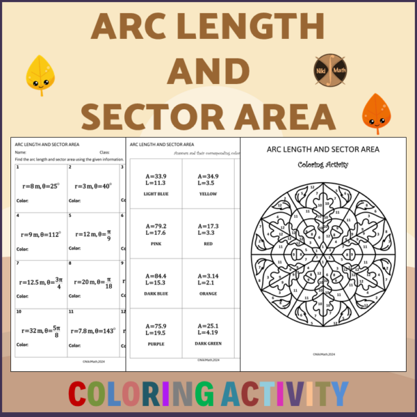 Arc Length and Sector Area - Coloring Activity/Color by Code - Teacher ...