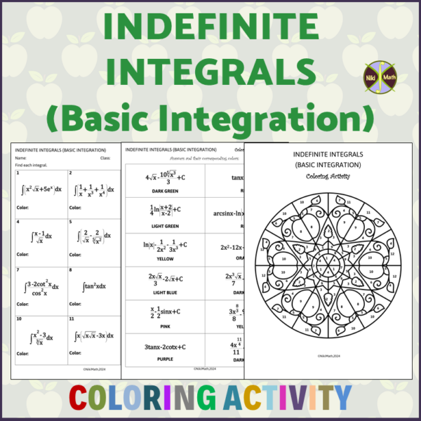Calculus: Indefinite Integrals (Basic Integration) - Color by Code - Teacher Professional ...