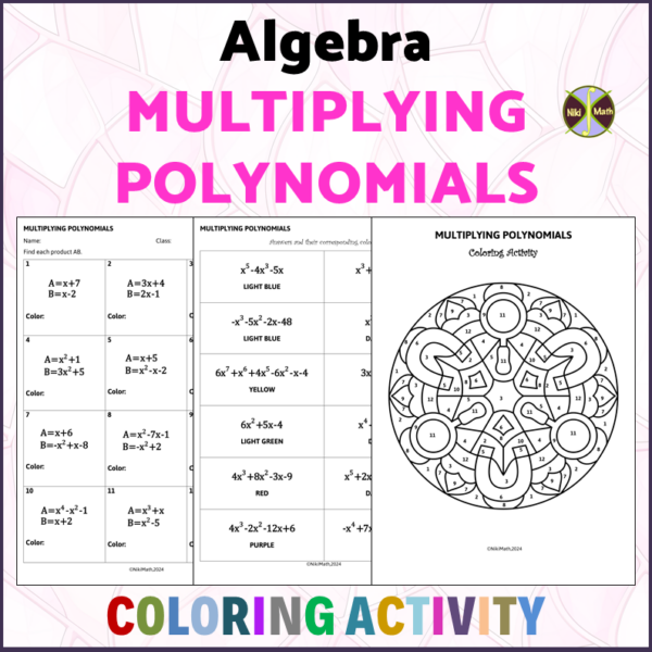 Multiplying Polynomials - Color by Code - Teacher Professional Development