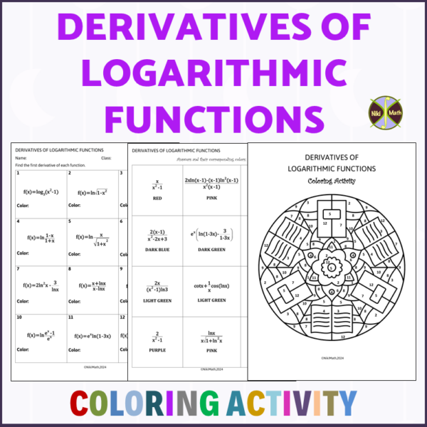 Derivatives of Logarithmic Functions - Color by Code - Teacher ...