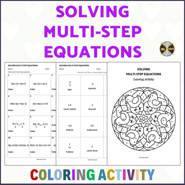 Multi-Step Equations - Coloring Activity/Color by Code - Teacher ...