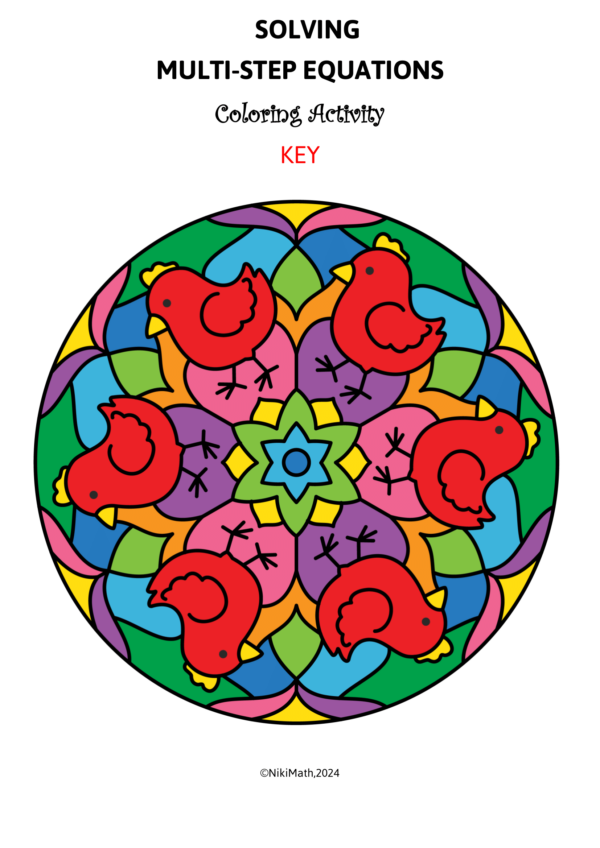 Multi-Step Equations - Coloring Activity/Color by Code - Teacher ...
