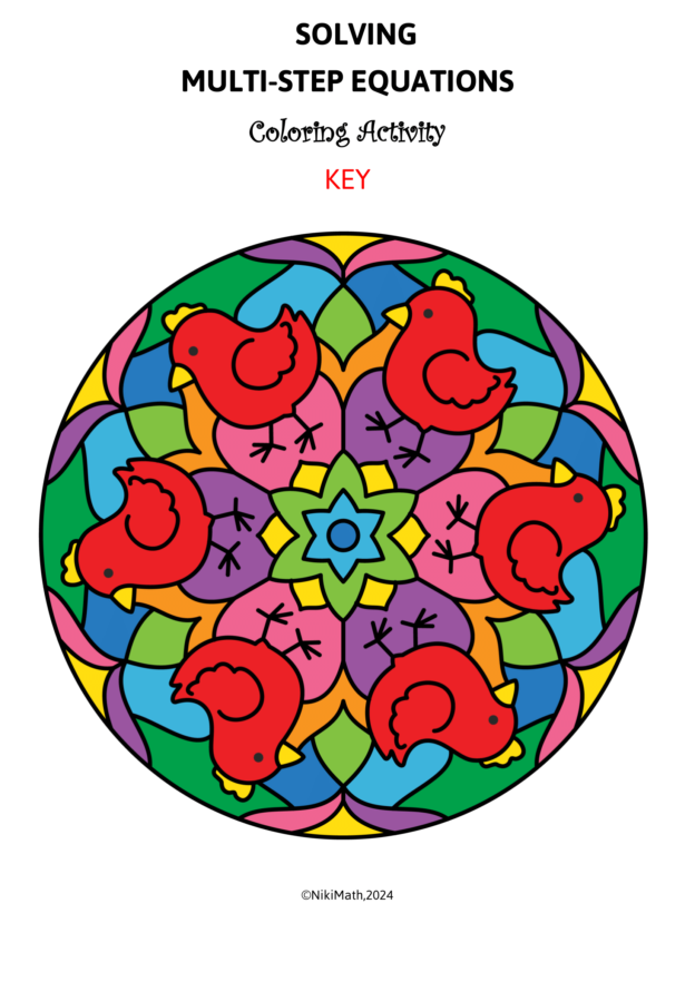 Multi-Step Equations - Coloring Activity/Color by Code - Teacher ...