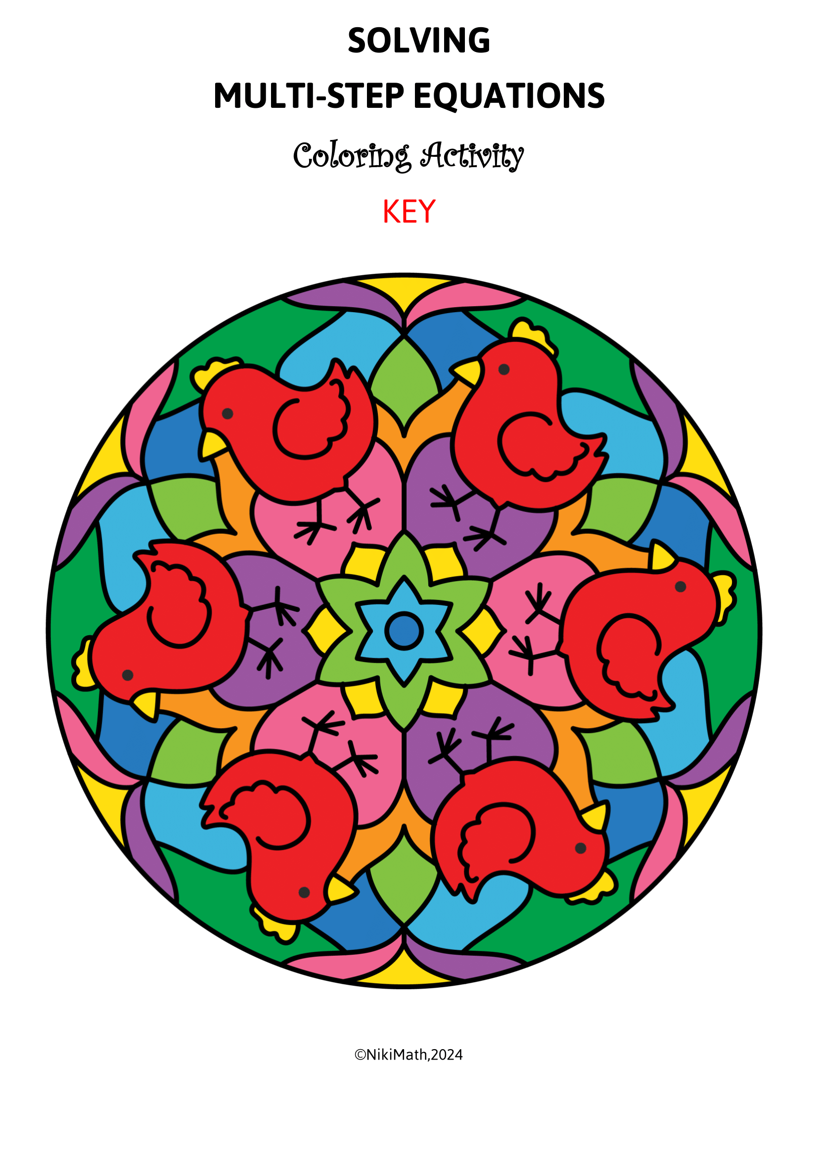 Multi-Step Equations - Coloring Activity/Color by Code - Teacher Professional Development