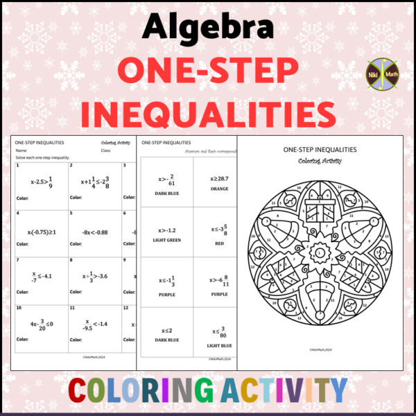 One-Step Inequalities - Color by Code Christmas Activity - Teacher ...