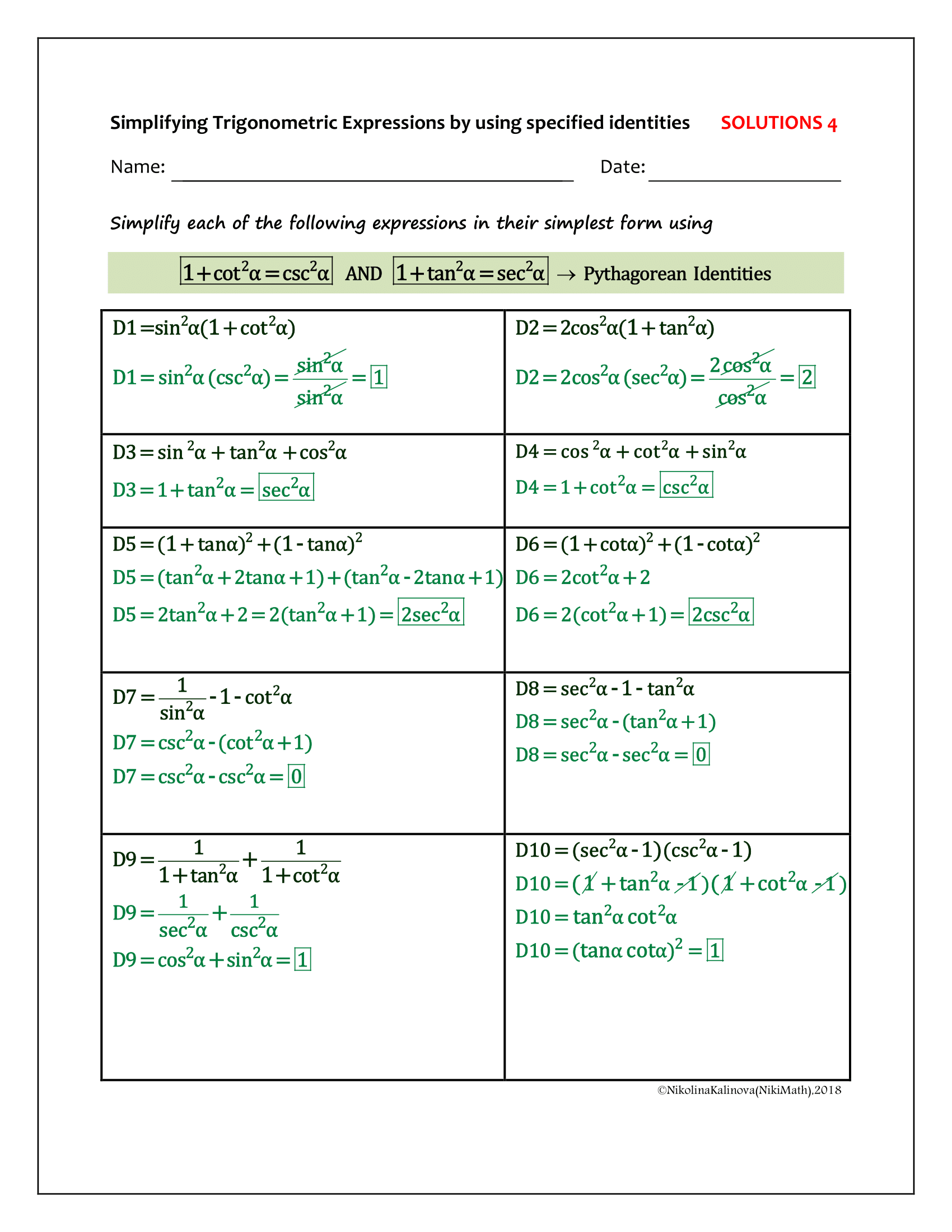 Simplifying Trig Expressions by SPECIFIED trig identities (full typed ...