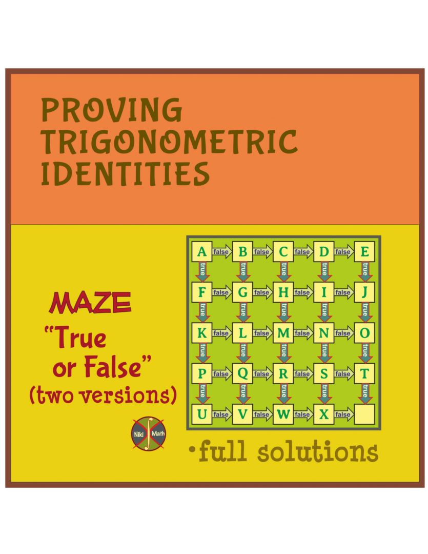 Trigonometric Identities - Maze "True or False" (full typed solutions ...
