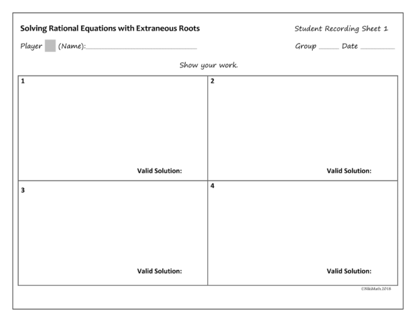 Rational Equations ALL with EXTRANEOUS Solutions - Group Activity ...