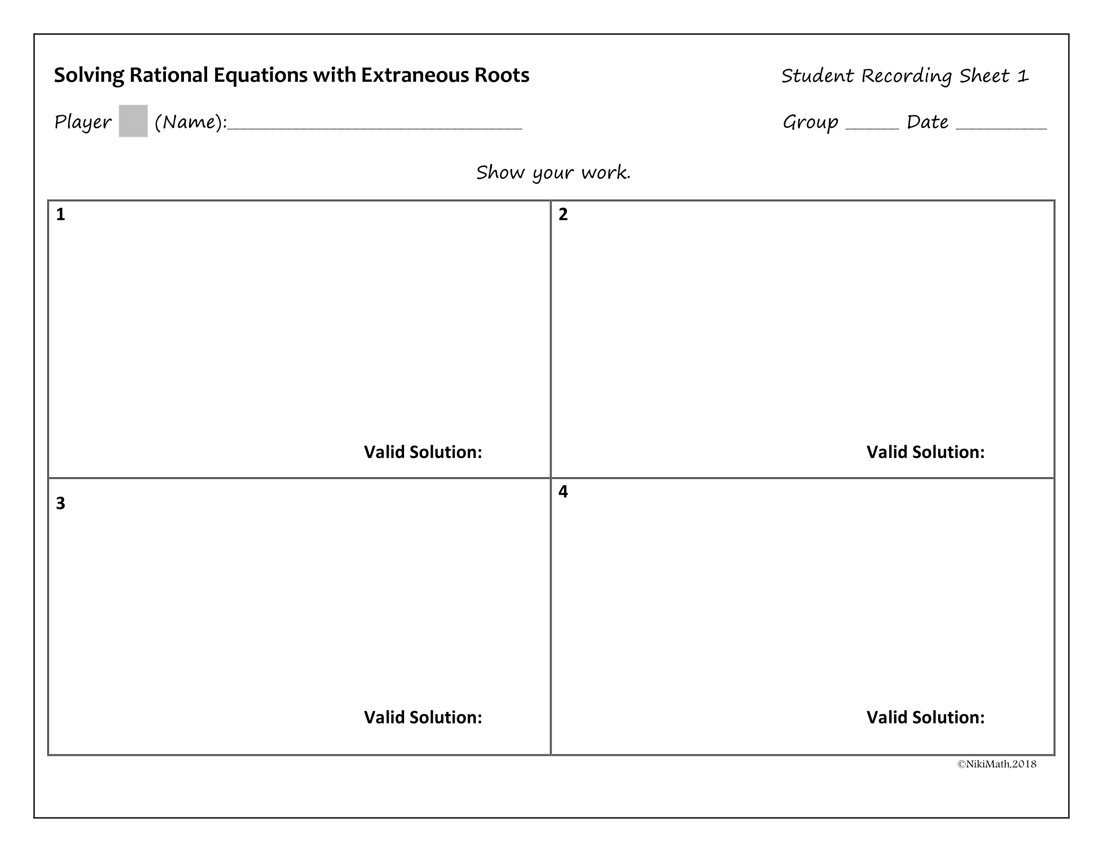 Rational Equations ALL with EXTRANEOUS Solutions - Group Activity ...