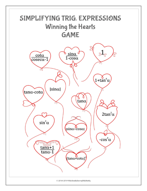 Simplifying Trigonometric Expressions - Win the Hearts (Matching Game ...