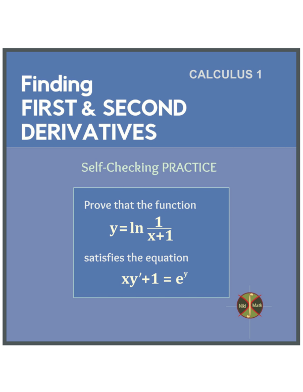First & Second Derivatives - Self-Checking Practice (typed solutions ...
