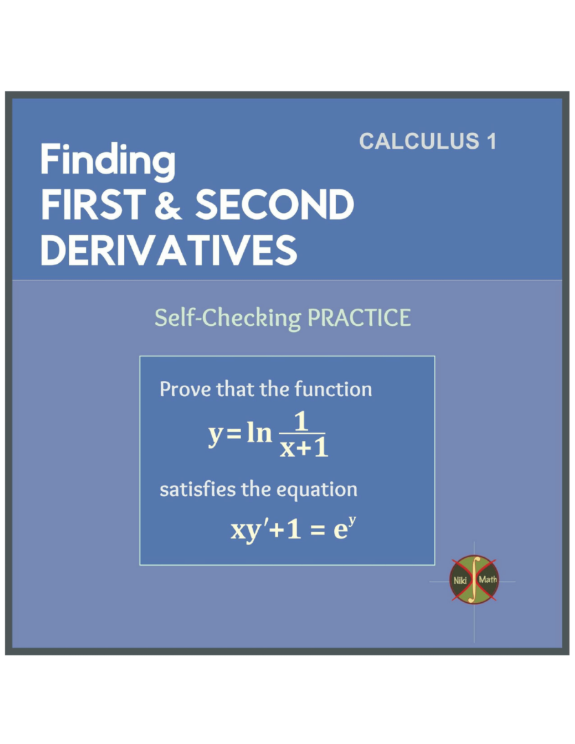 First & Second Derivatives - Self-Checking Practice (typed solutions ...