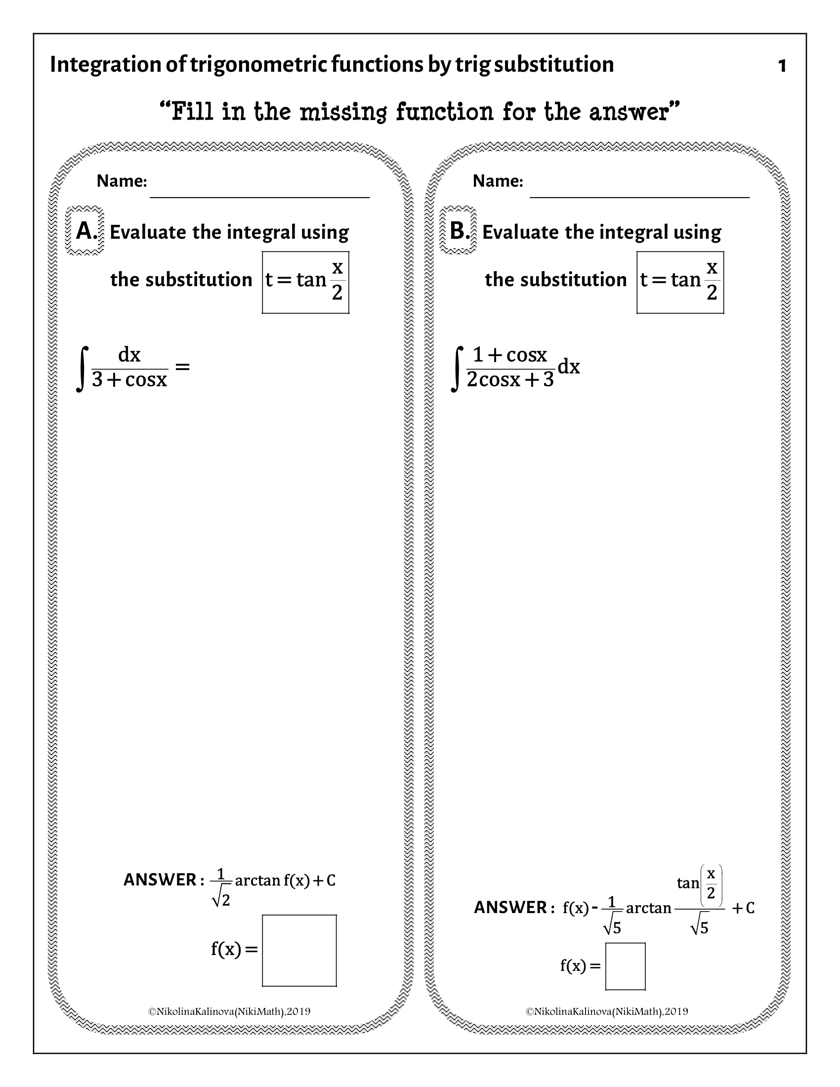 Integration of Trigonometric Functions Using Trig Substitutions ...