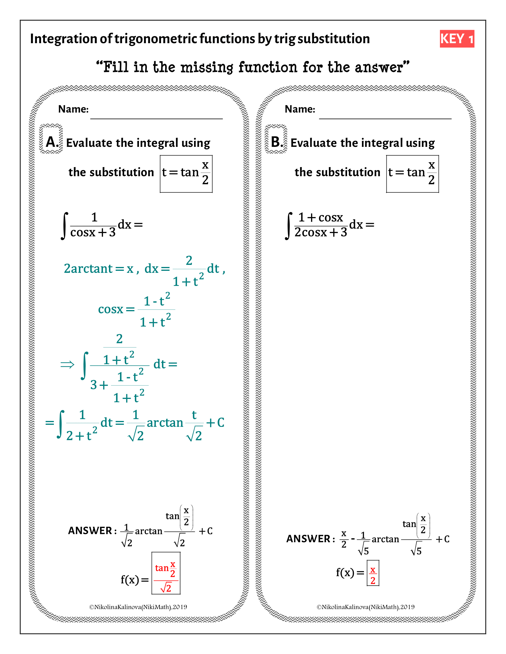Integration of Trigonometric Functions Using Trig Substitutions ...