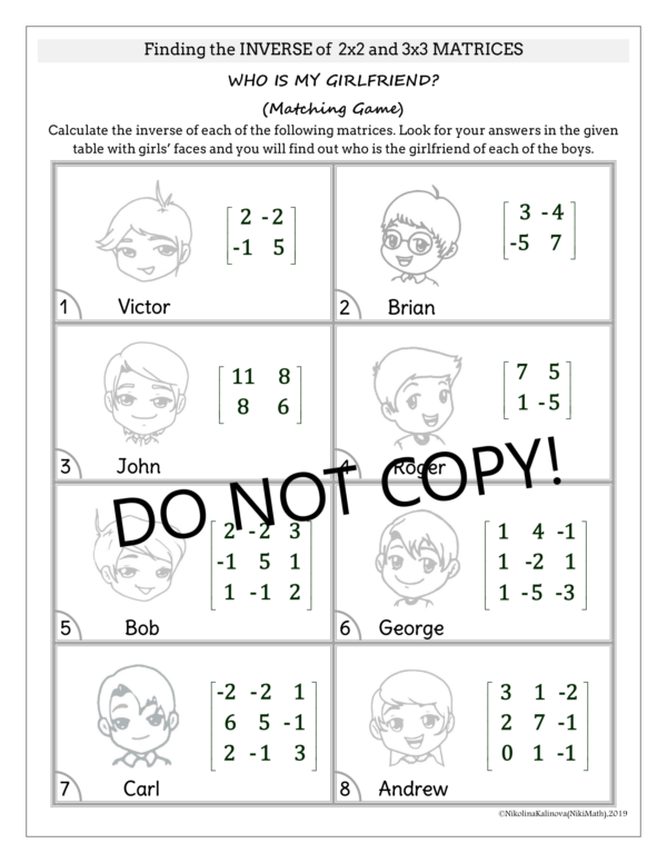 Inverse of 2x2 and 3x3 Matrices - "Who is my girlfriend?" Matching ...