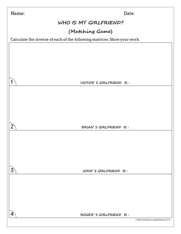 Inverse of 2x2 and 3x3 Matrices - "Who is my girlfriend?" Matching ...