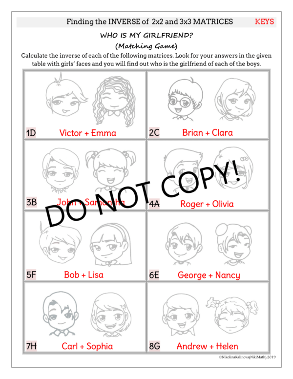 Inverse of 2x2 and 3x3 Matrices - "Who is my girlfriend?" Matching ...