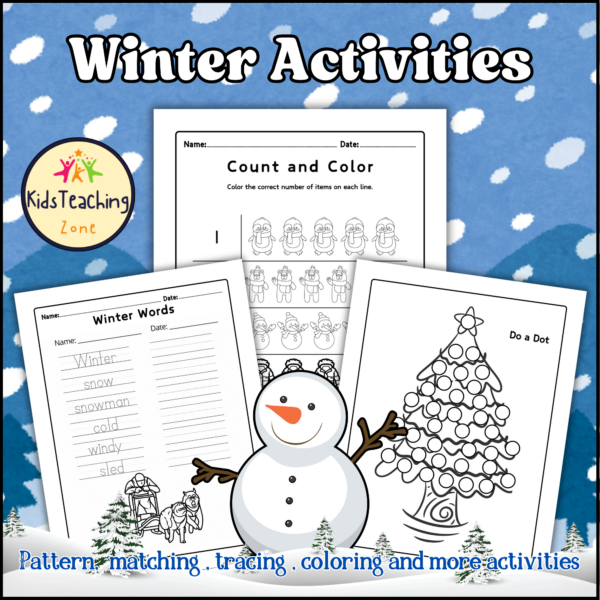 Winter Activities: Winter Coloring, Tracing, Matching and More ...