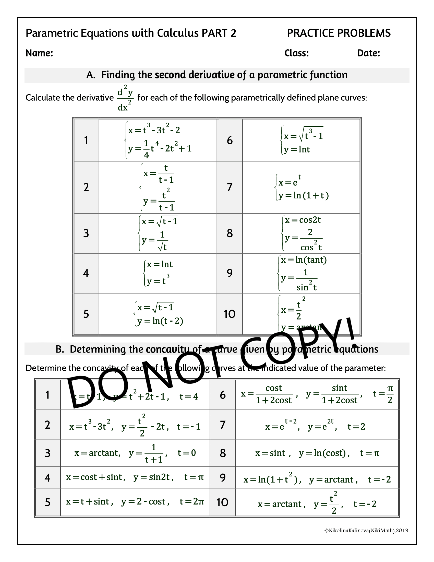 Parametric Equations With Calculus 32 Problems Part 2 Full Solutions Teacher Professional