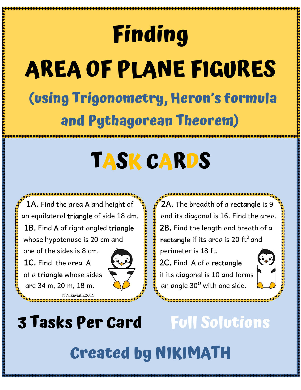 Area of Plane Figures (using Trigonometry & Pythagorean Theorem) - 18 ...
