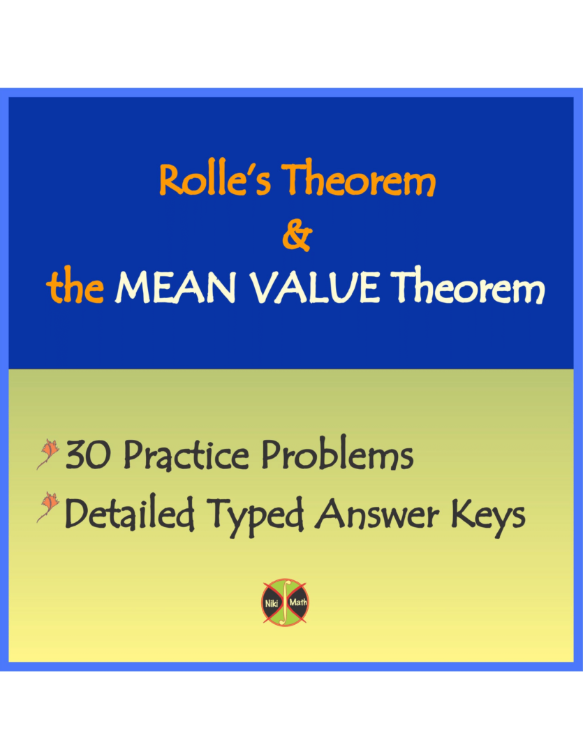 Rolle's Theorem & The Mean Value Theorem - 30 practice problems ...