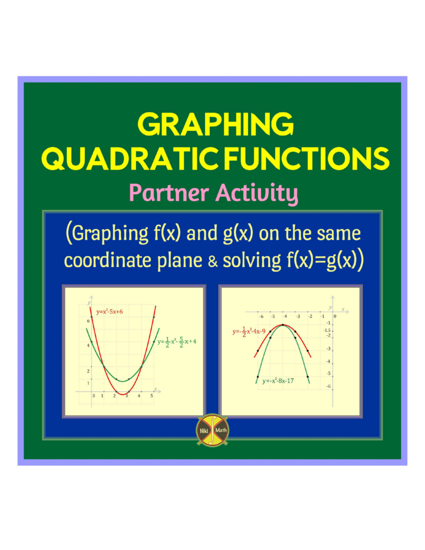Graphing Quadratic Functions-Partner Activity(two graphs on a grid ...