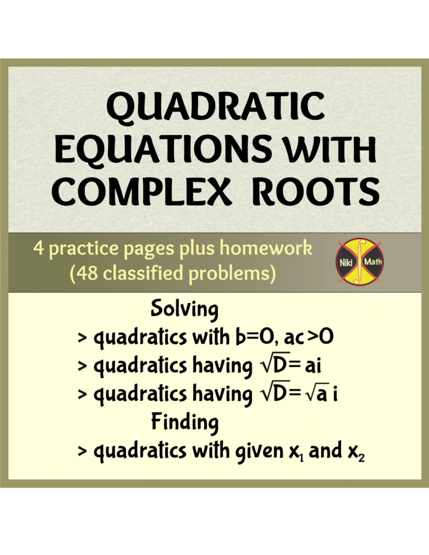Quadratic Equations with Complex Solutions-Practice &HW (48problems ...