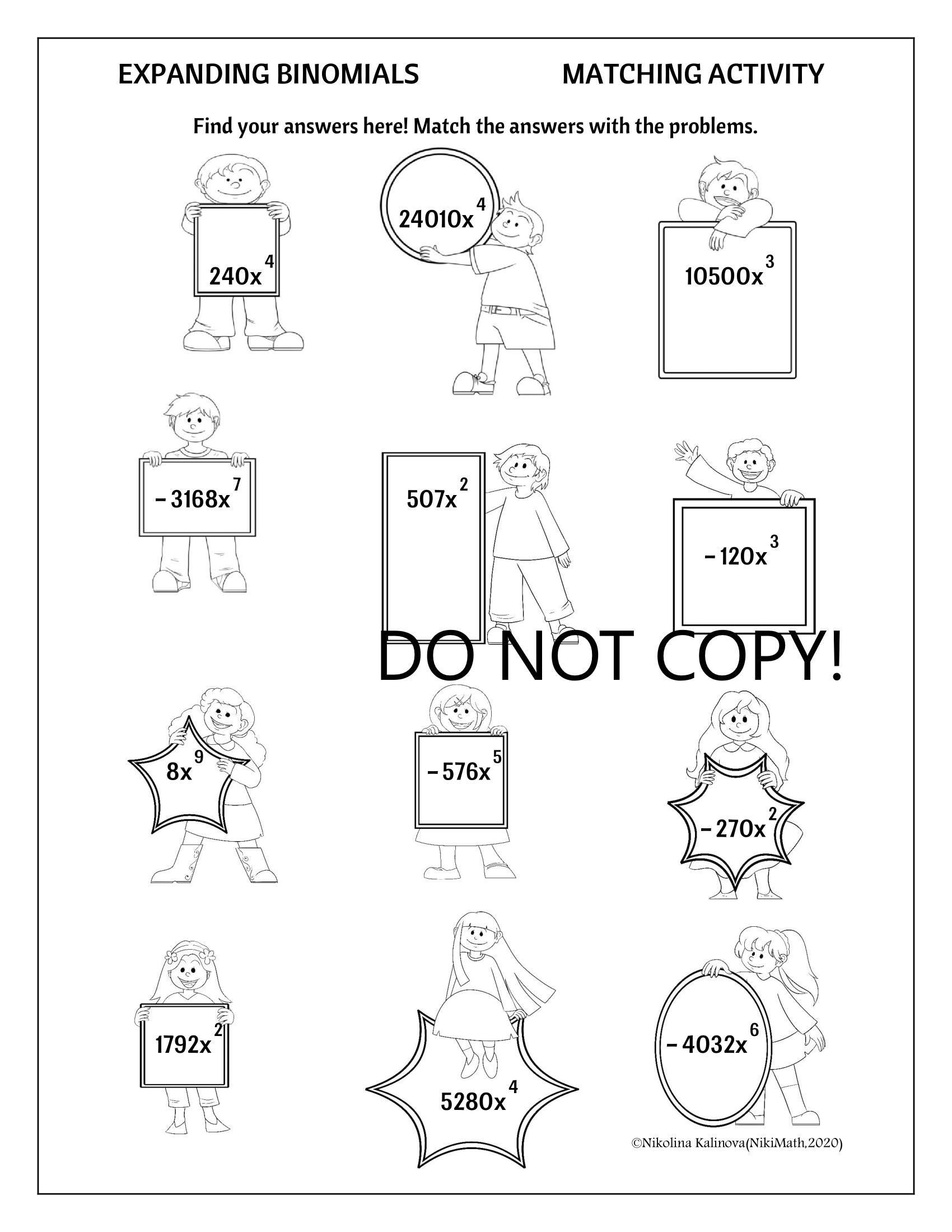 Expanding Binomials/The Binomial Theorem - Matching Activity - Teacher Professional Development