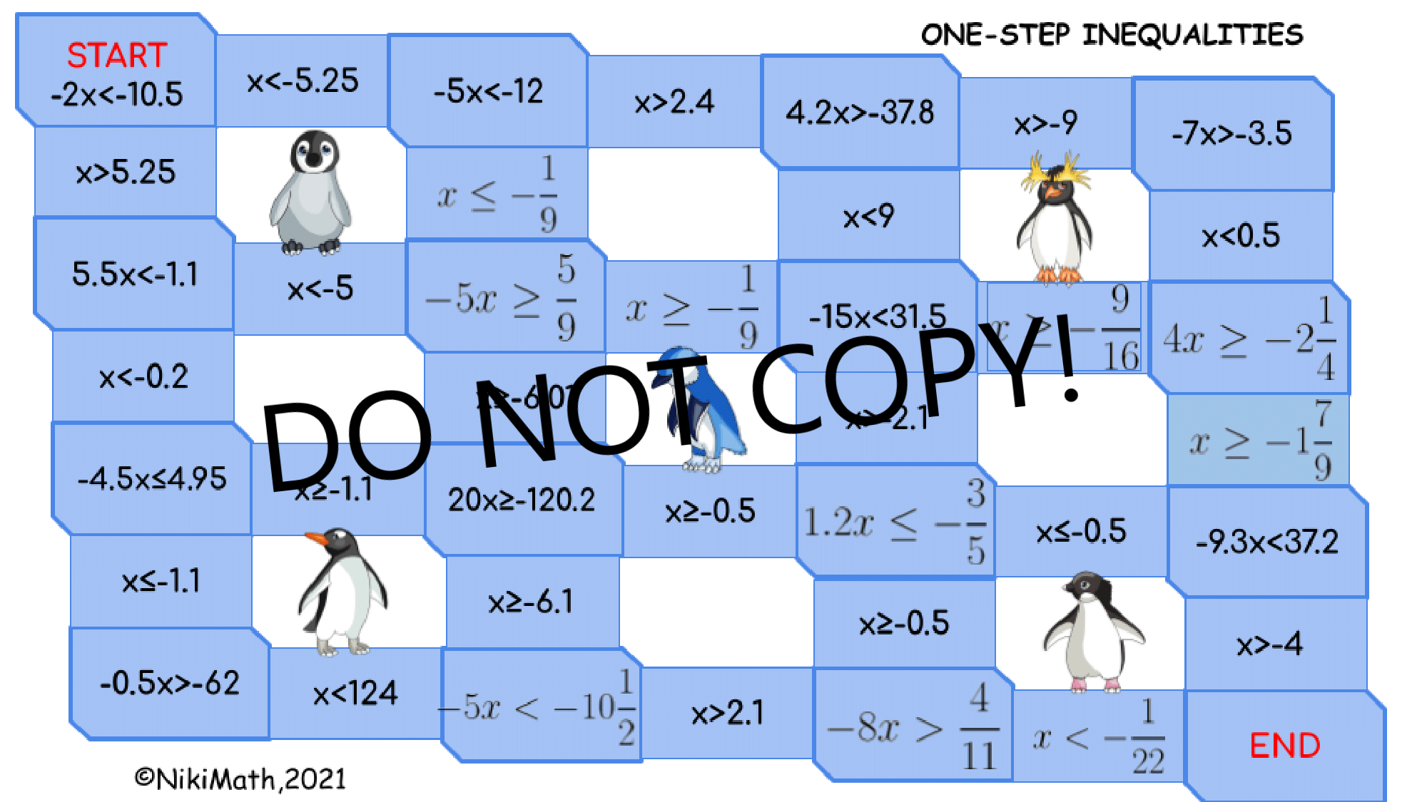 One-Step Inequalities - Digital Maze - Teacher Professional Development