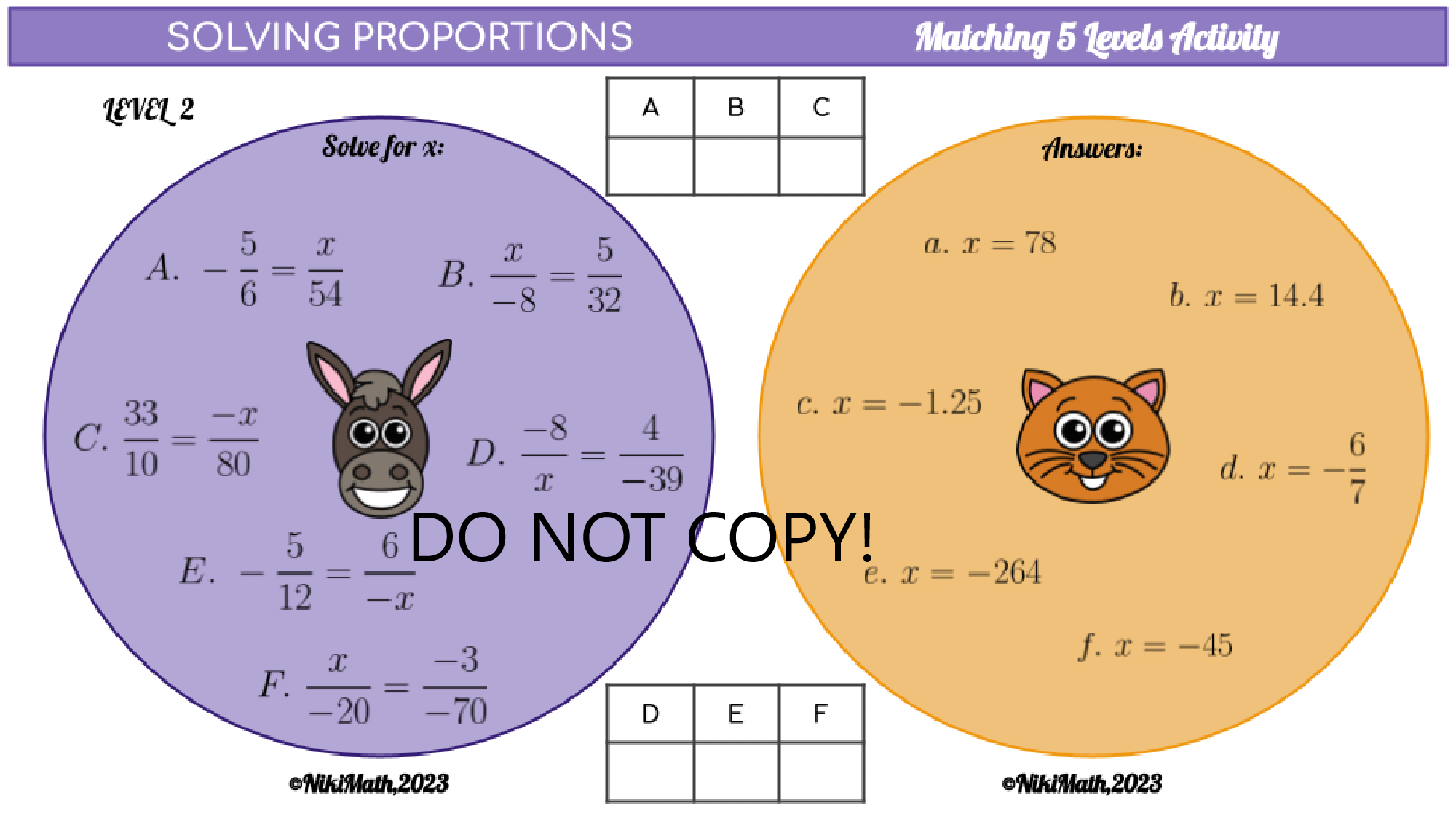Solving Proportions - 5 Levels Matching Activity - Teacher Professional ...