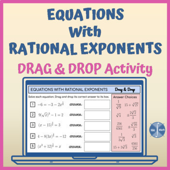 Equations with Rational Exponents - Drag & Drop (Matching) Activity ...