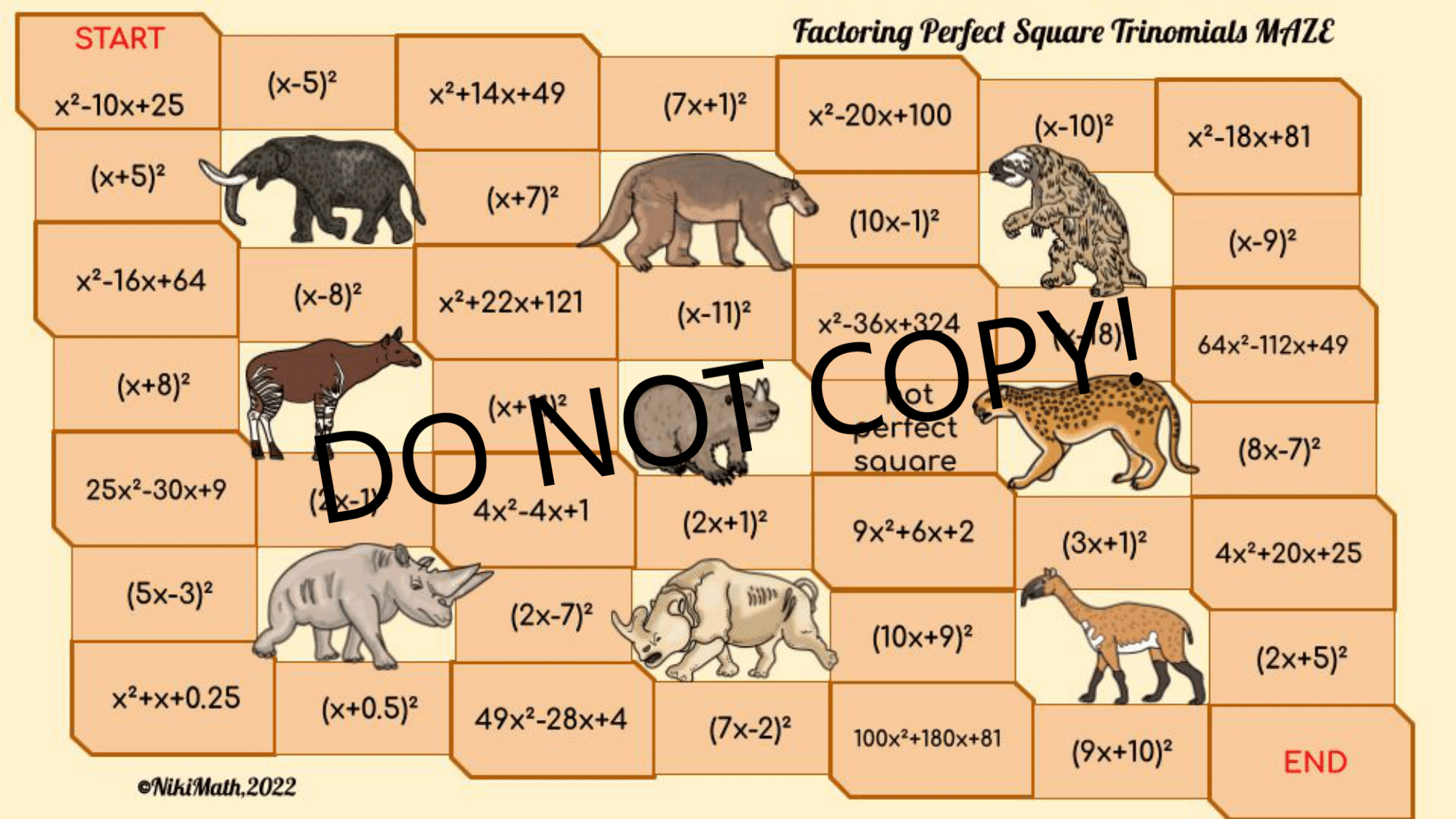 Factoring Perfect Square Trinomials - Digital Maze - Teacher ...