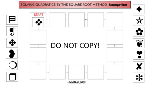 Solving Quadratic Equations Using the Square Root Method-Scavenger Hunt ...