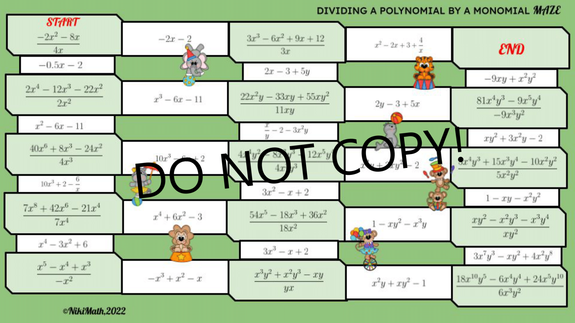 Dividing a Polynomial by a Monomial - Digital Maze - Teacher ...
