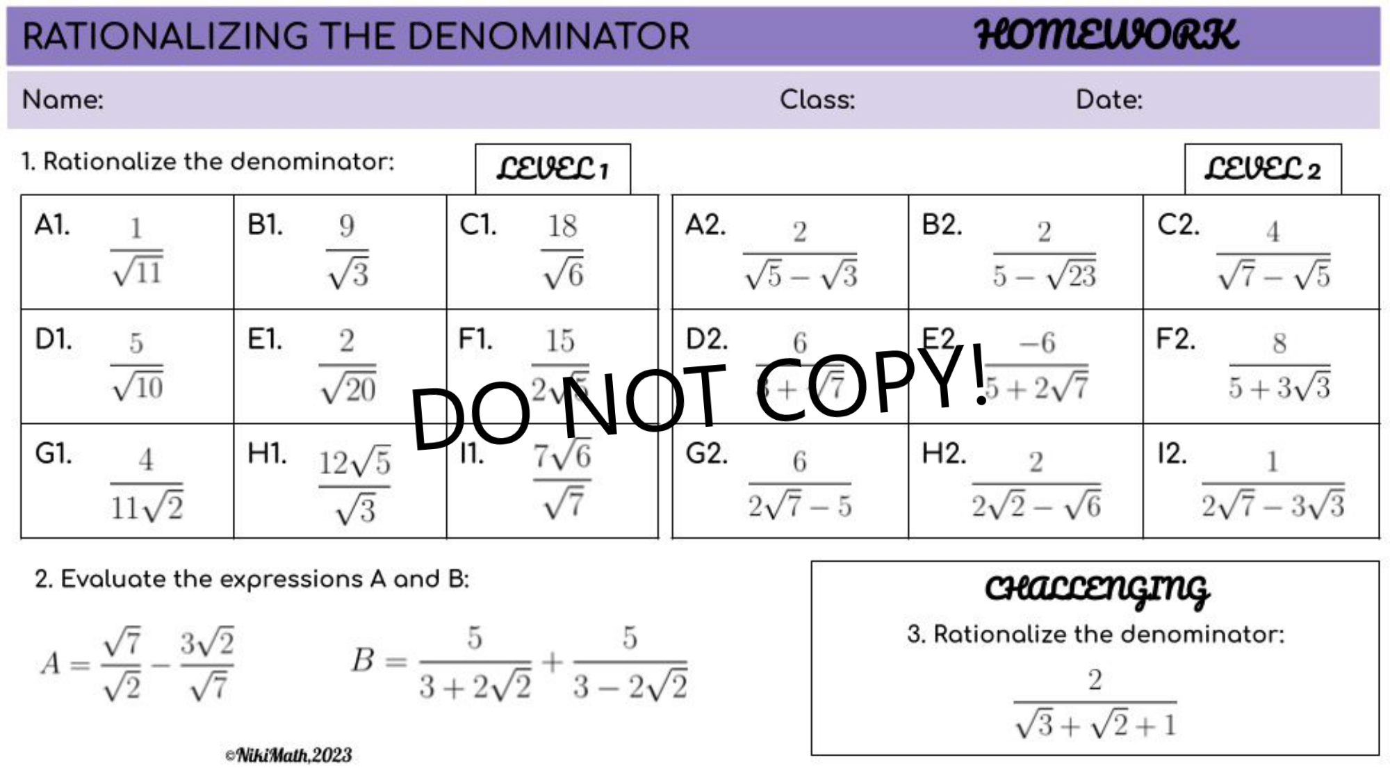 Algebra 1 Digital Homework on RADICALS/SQUARE ROOTS - 163 Problems ...
