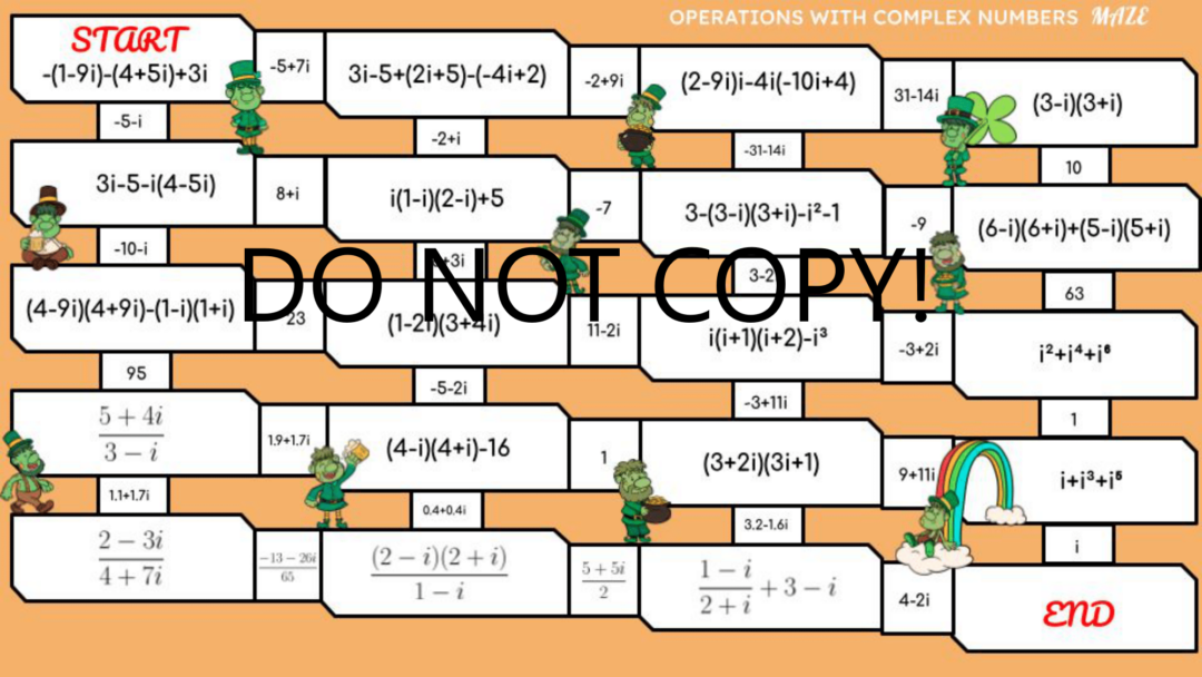 Operations with Complex Numbers - St.Patrick's Day Digital Maze ...
