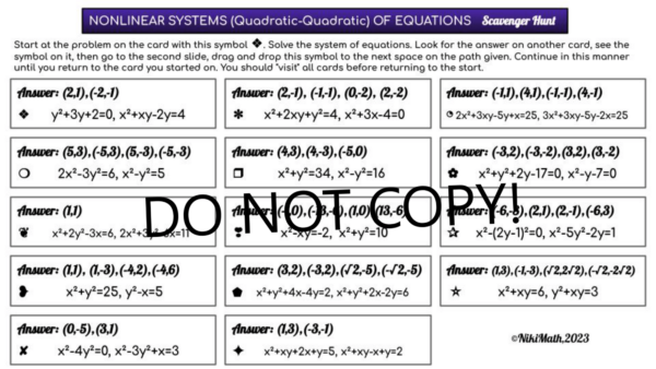 Non-Linear Systems of Equations (Quadratic Systems) - Digital Scavenger ...