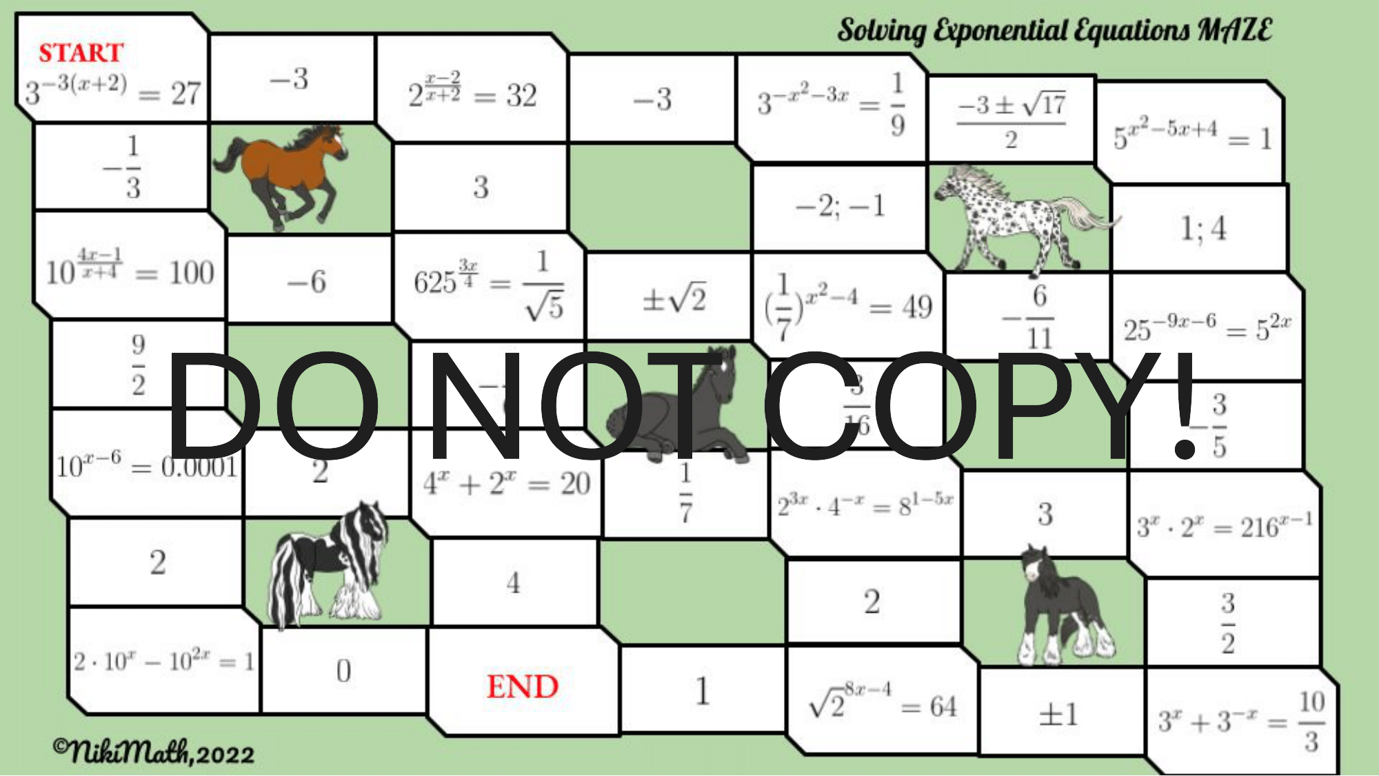 Solving Exponential Equations - Maze - Teacher Professional Development