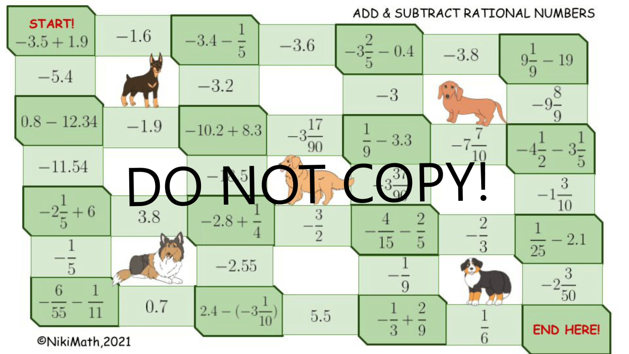 Adding and Subtracting Rational Numbers - Digital Maze - Teacher ...