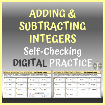 Adding and Subtracting Integers - Self-Checking Practice (Drag & Drop ...