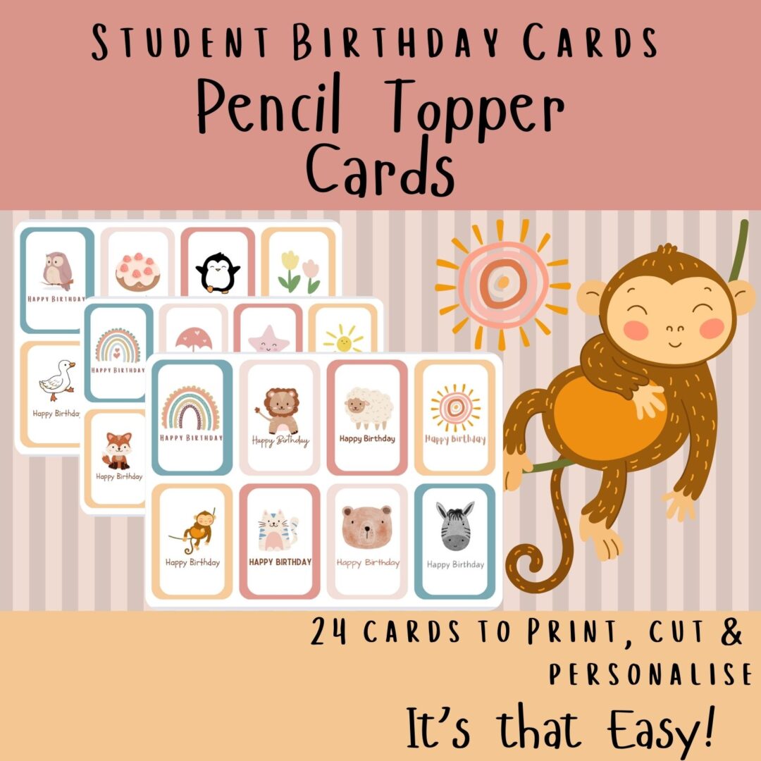 Student Birthday Cards - Pencil Topper Cards - Teacher Professional ...