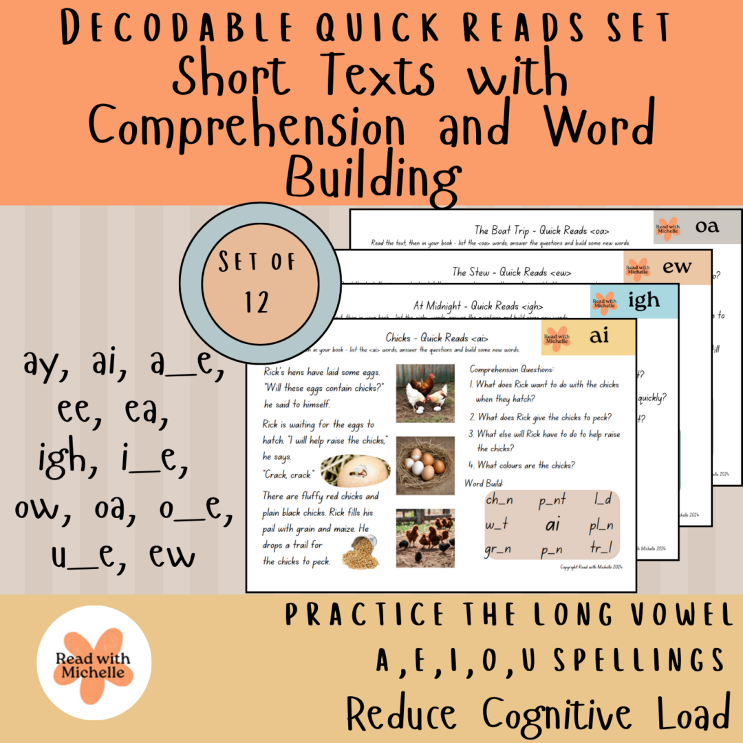 Quick Read 12 Short Decodable Stories with Comprehension Pack 1 Long ...