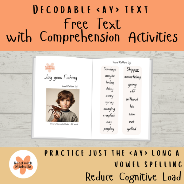 FREE Decodable 'ay' Long A Vowel Spelling Text with Comprehension ...