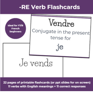 French Regular -RE Verb Flashcards: Print and Go Game for Beginners ...