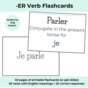 French Regular -ER Verb Flashcards: Print and Go Game for Beginners ...