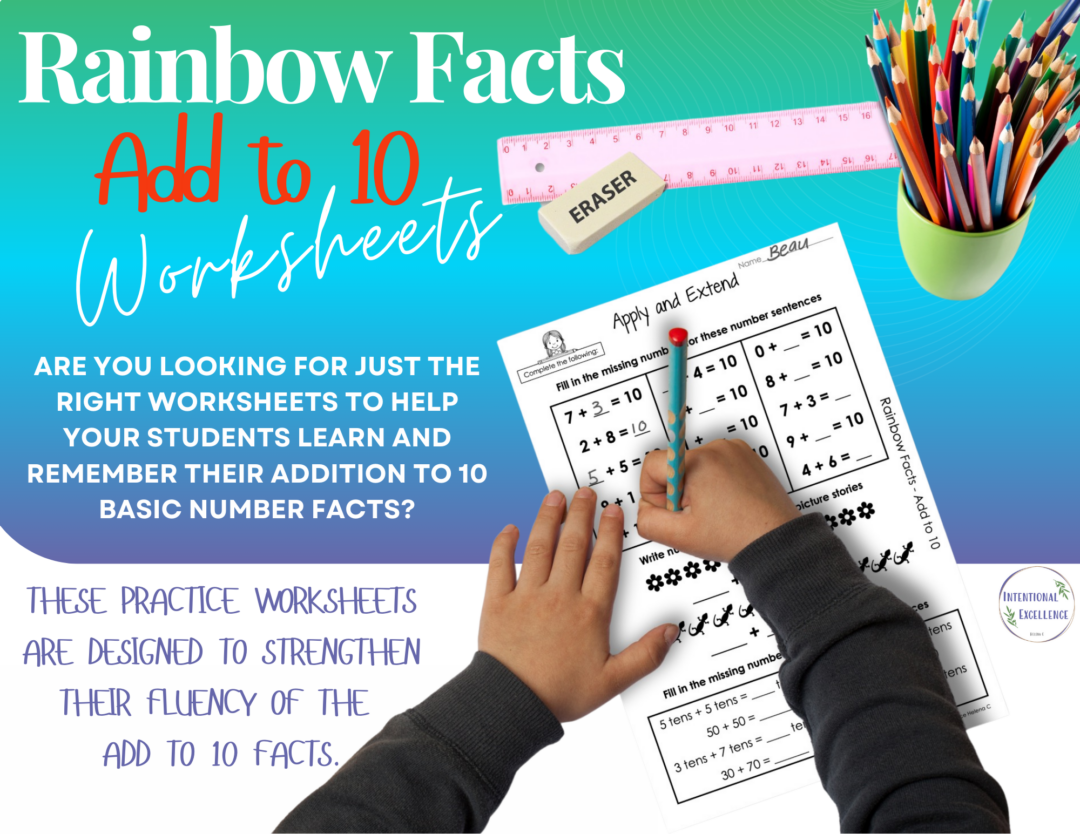 Add to 10 Basic Rainbow Facts Prep – 2nd Grade Math Homework ...